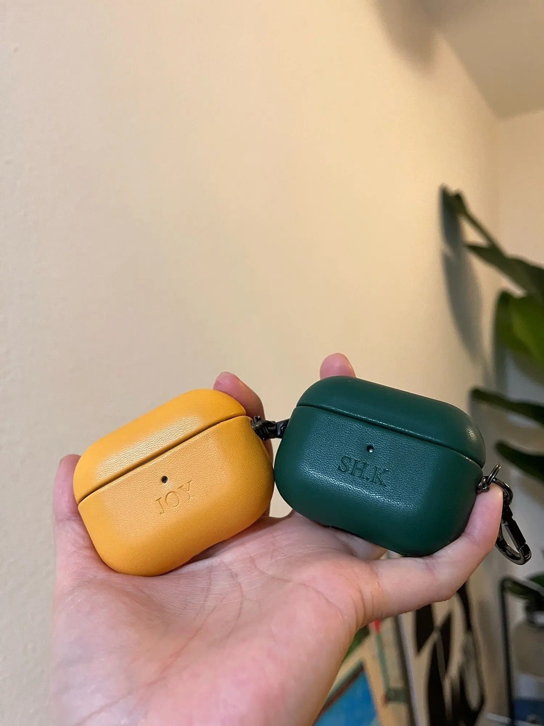 Personalized Custom Engraved Initials Monogram Leather AirPod Case ...