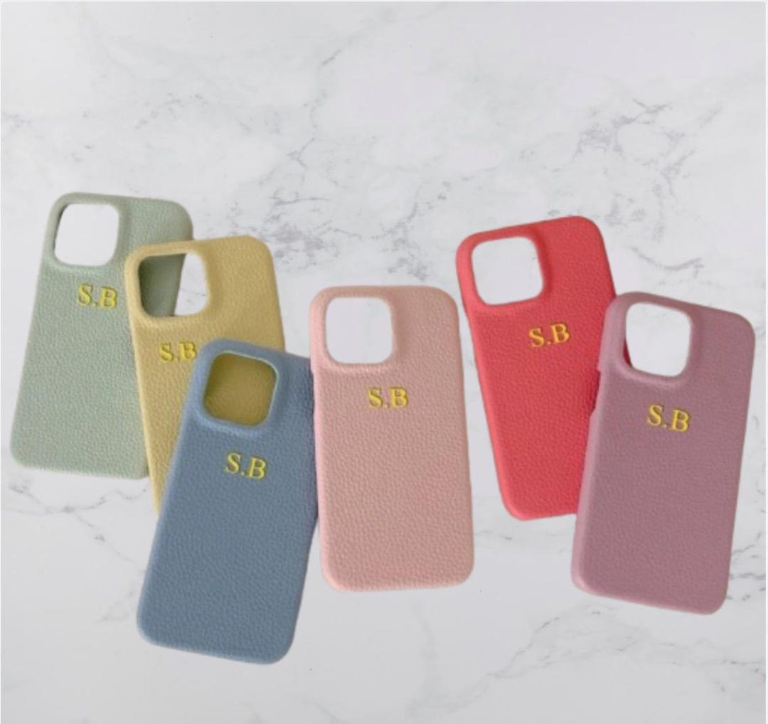 Personalized Gold Initial Pastel Pebbled Leather Custom Monogram ...