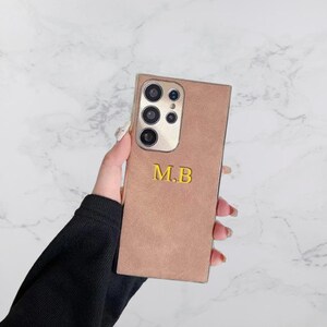 Personalized Suede Leather Electroplated Phone Case S24 S23 S22 S21 ...