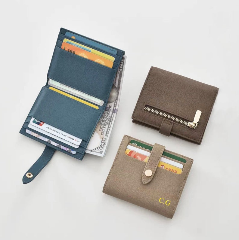 Personalized Monogram Mini Credit Card Holder Pebble Leather Custom ...