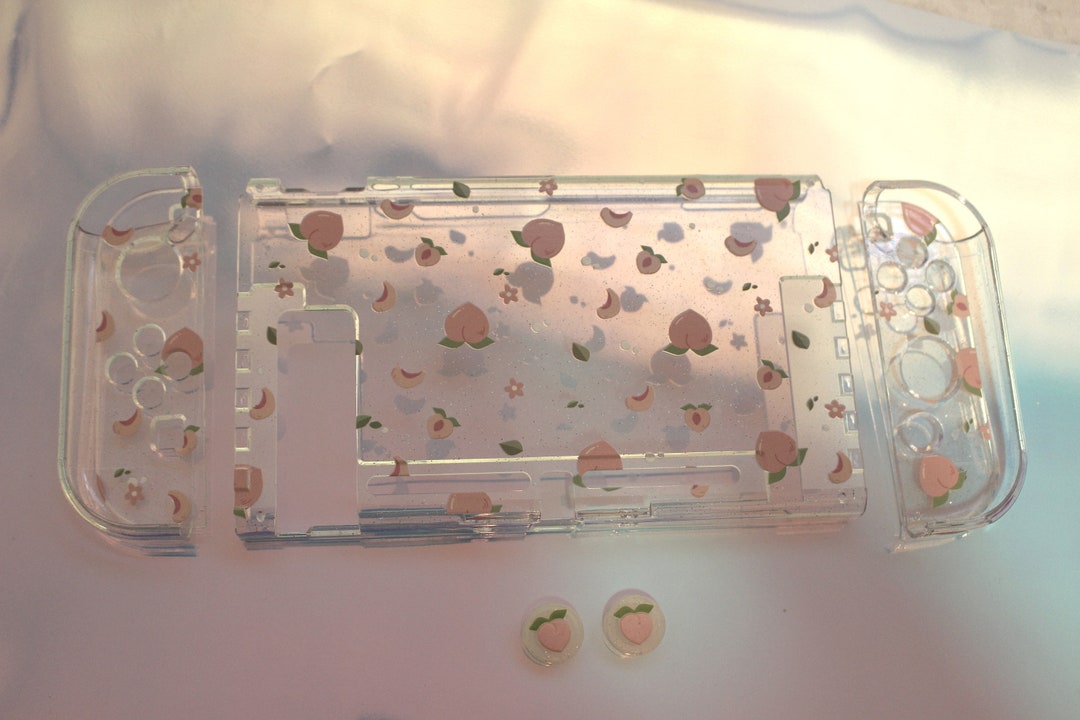 Cute Glitter Peach Transparent Switch Snap on Case Cute Switch Joy-con ...