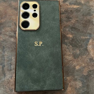 Personalized Suede Leather Electroplated Phone Case S24 S23 S22 S21 ...