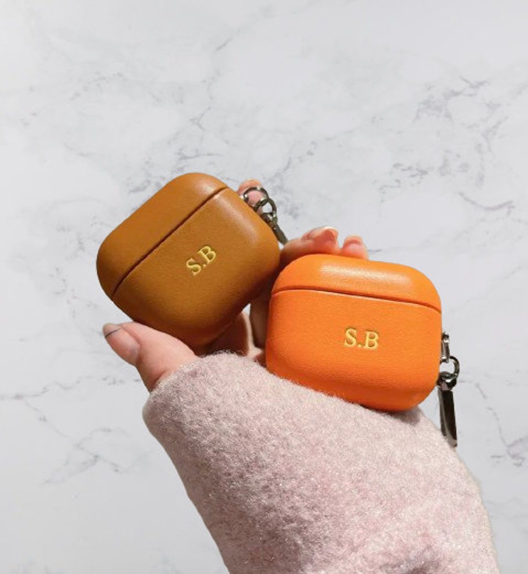 Personalized Engraved Initials Monogram Leather AirPod Case| Custom ...