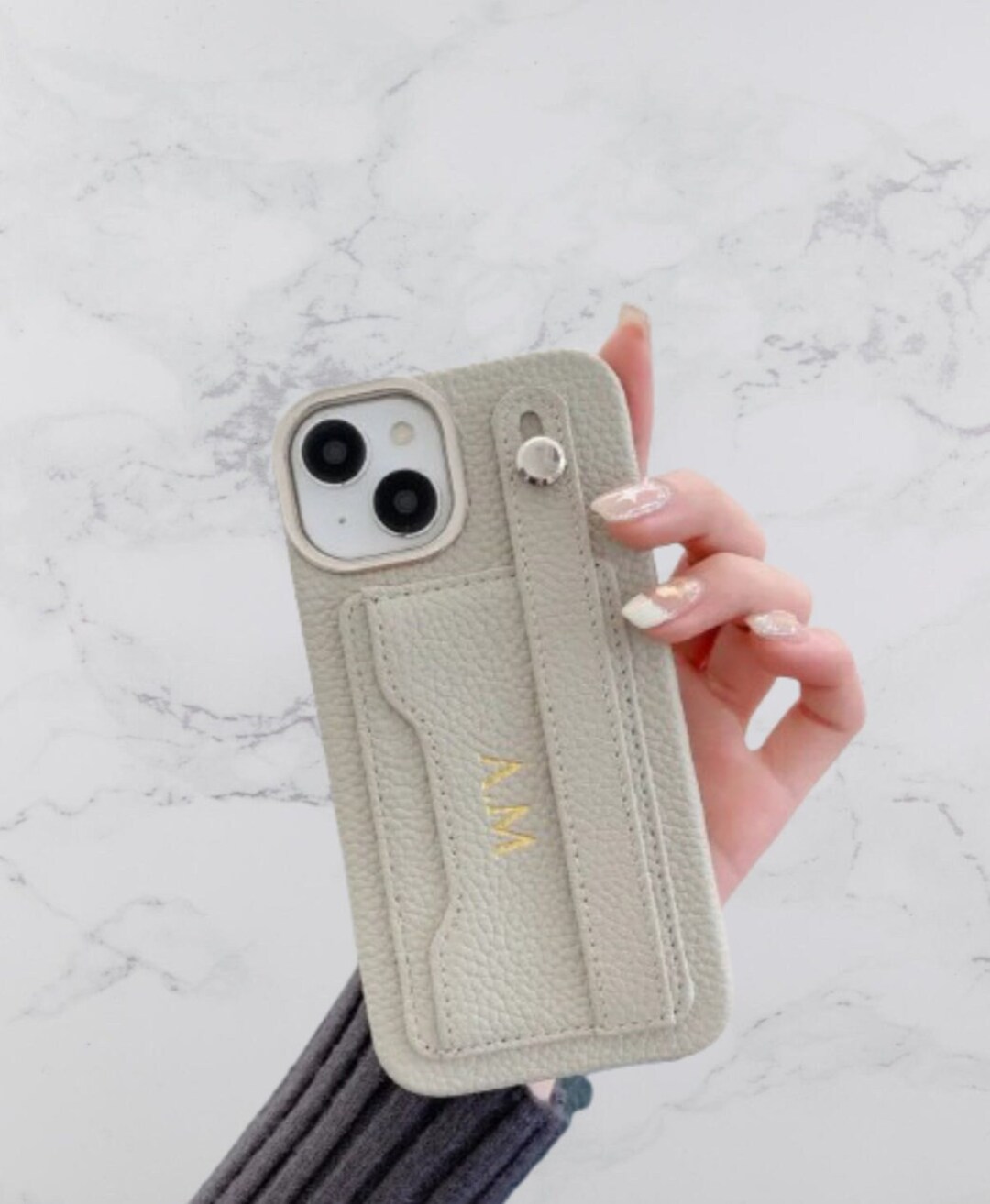 Personalized Gold Embossed Initial Custom Letters Name Leather Card ...