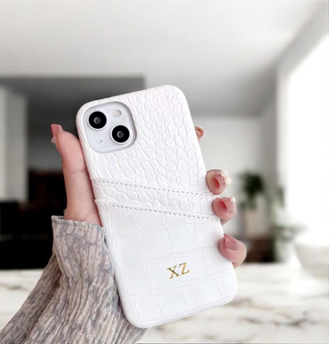 Personalized Initials Croc Leather iPhone Case With Card Holder for ...