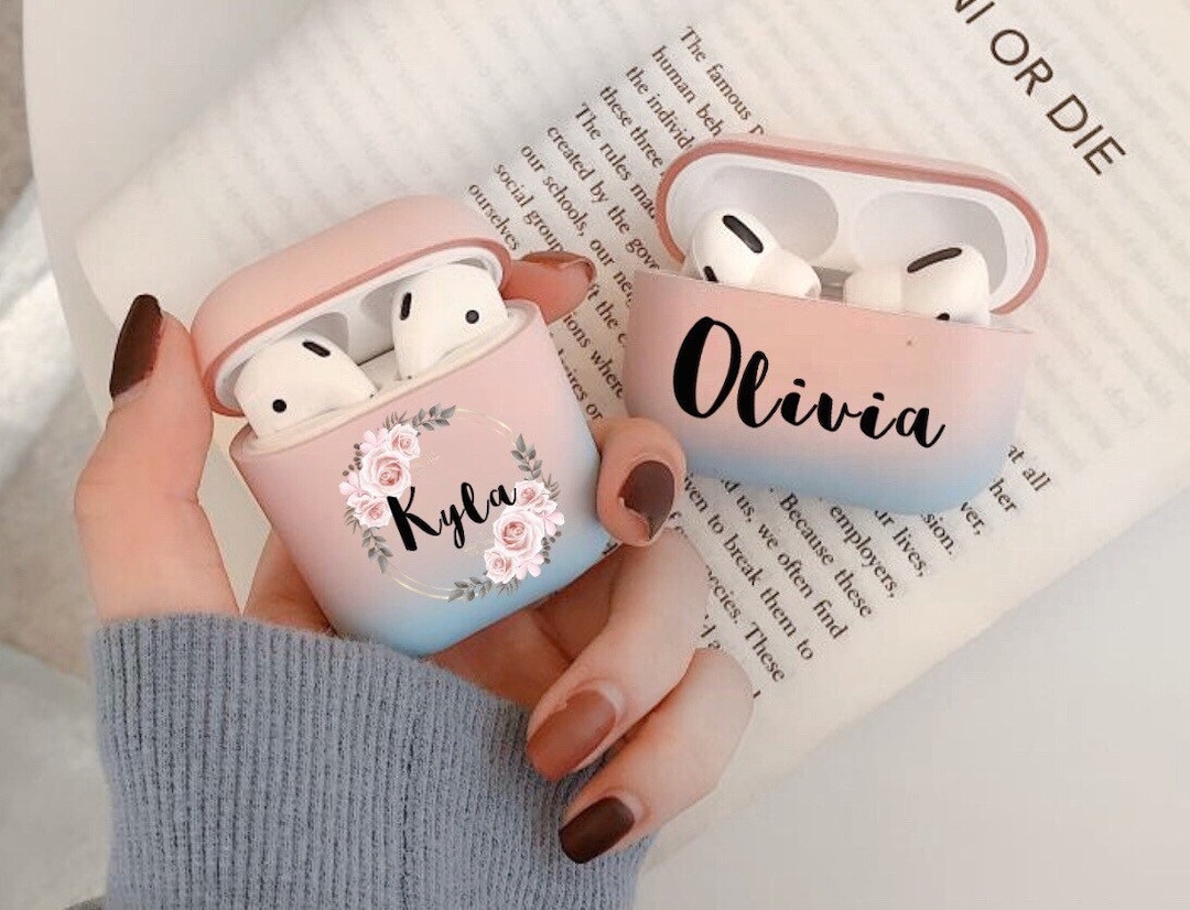 Custom Floral Initials Ombré AirPod Case | Custom Name Initials Flowers ...