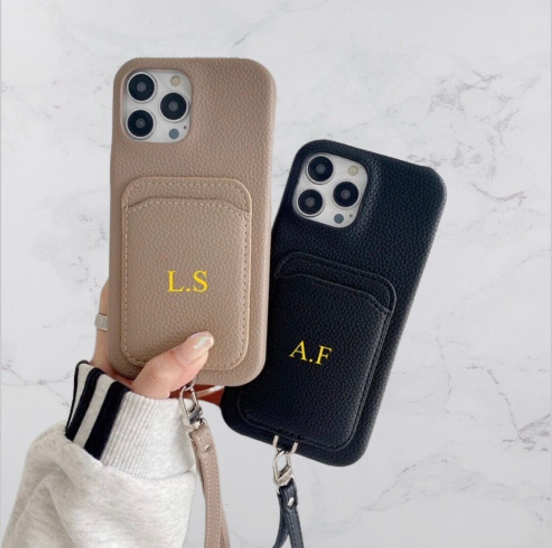 Personalized Gold Initial Leather Custom Monogram Name Engraving Card ...