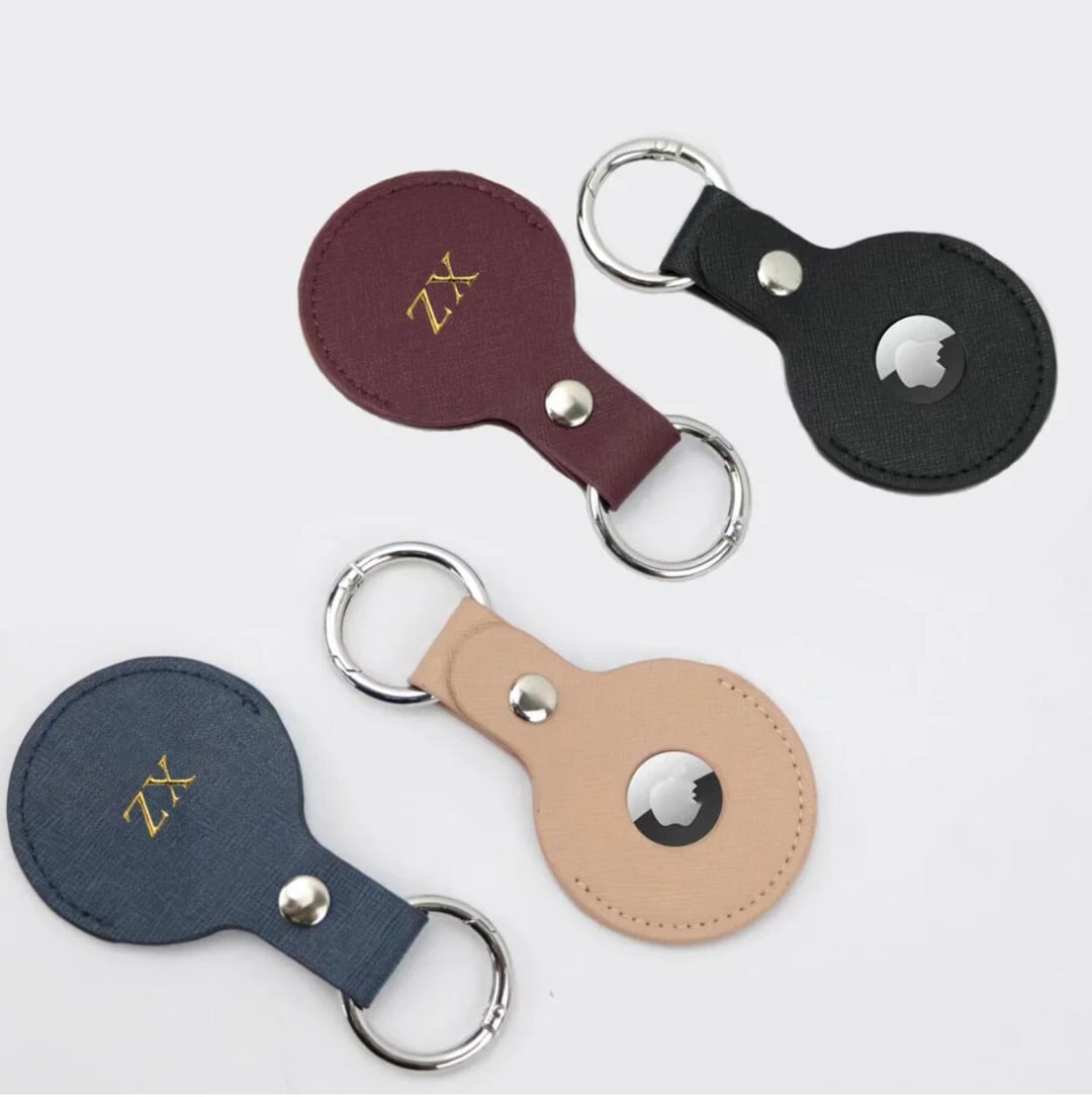 Custom Leather AirTag Case With Keychain Drop Scratch Protection ...