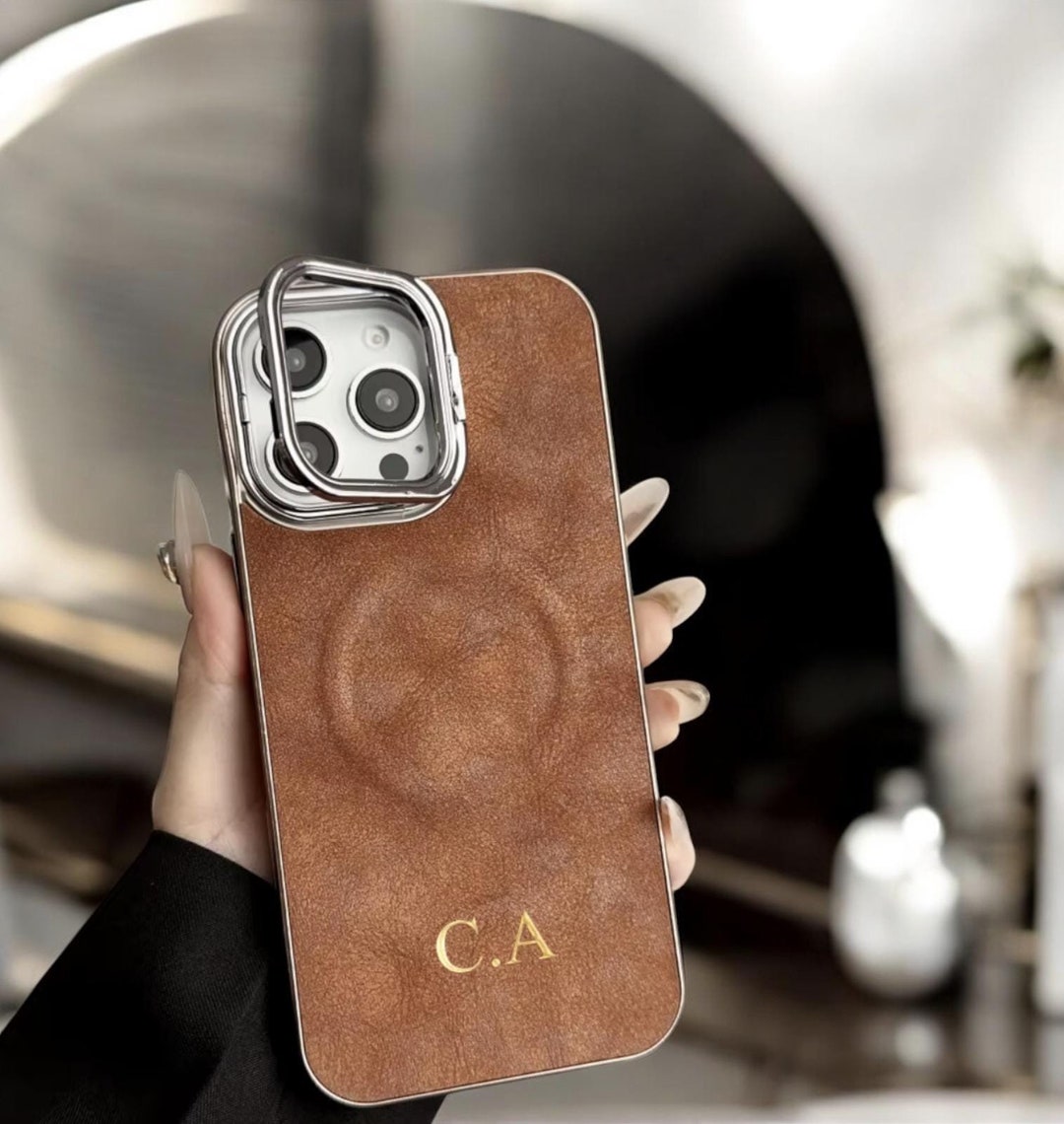 Personalized Leather Magsafe iPhone 16 15 14 13 12 11 Pro Max Case ...