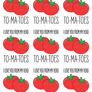 Mother's Day Gift Tag • I Love You From My Head To-ma-toes • Tomato ...