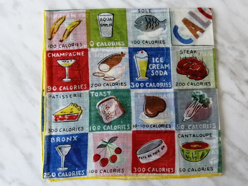 Vintage Scarf Food Calorie Art One of Kind Retro - Etsy