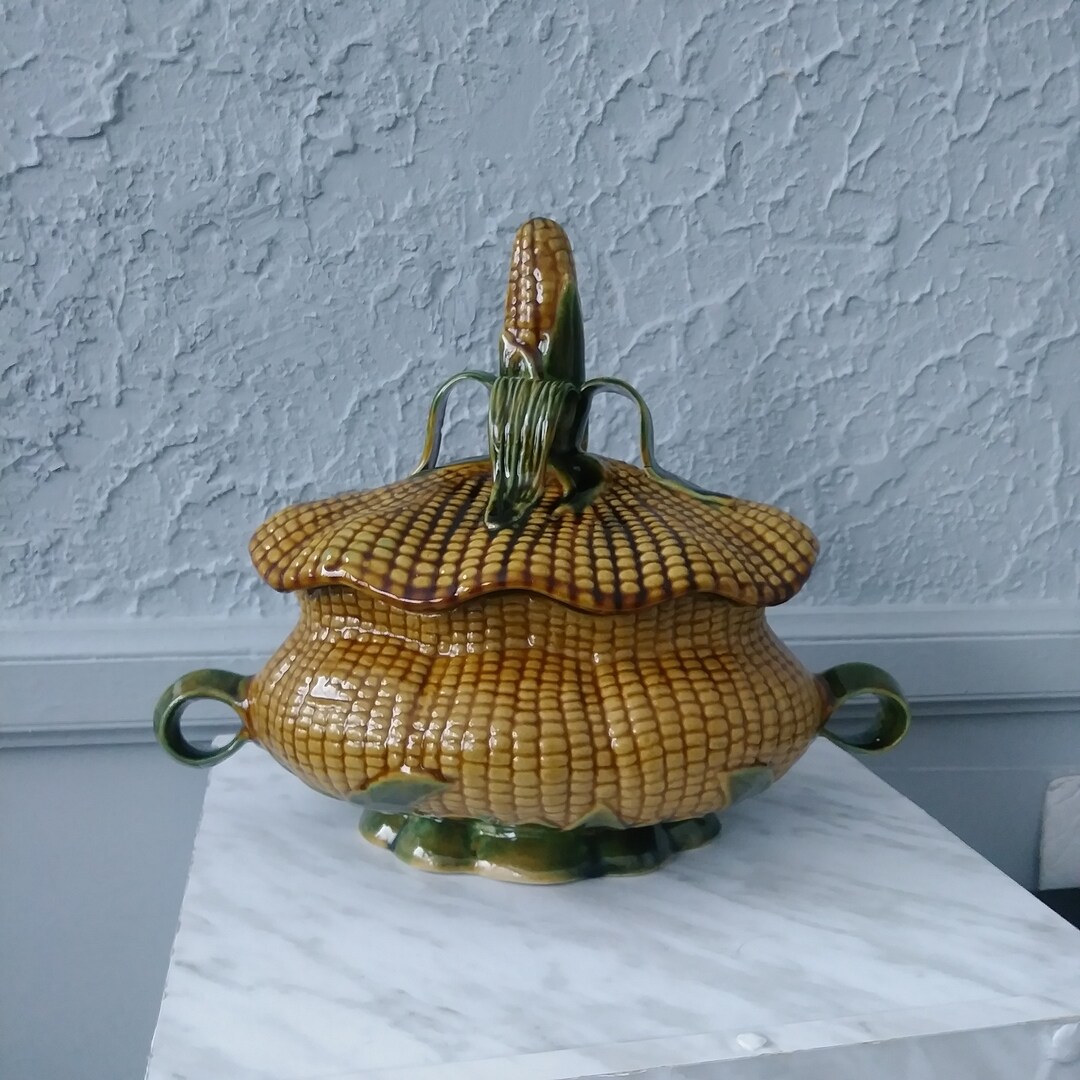 Vintage Majolica Pottery Ceramic Corn Tureen With Lid - Etsy