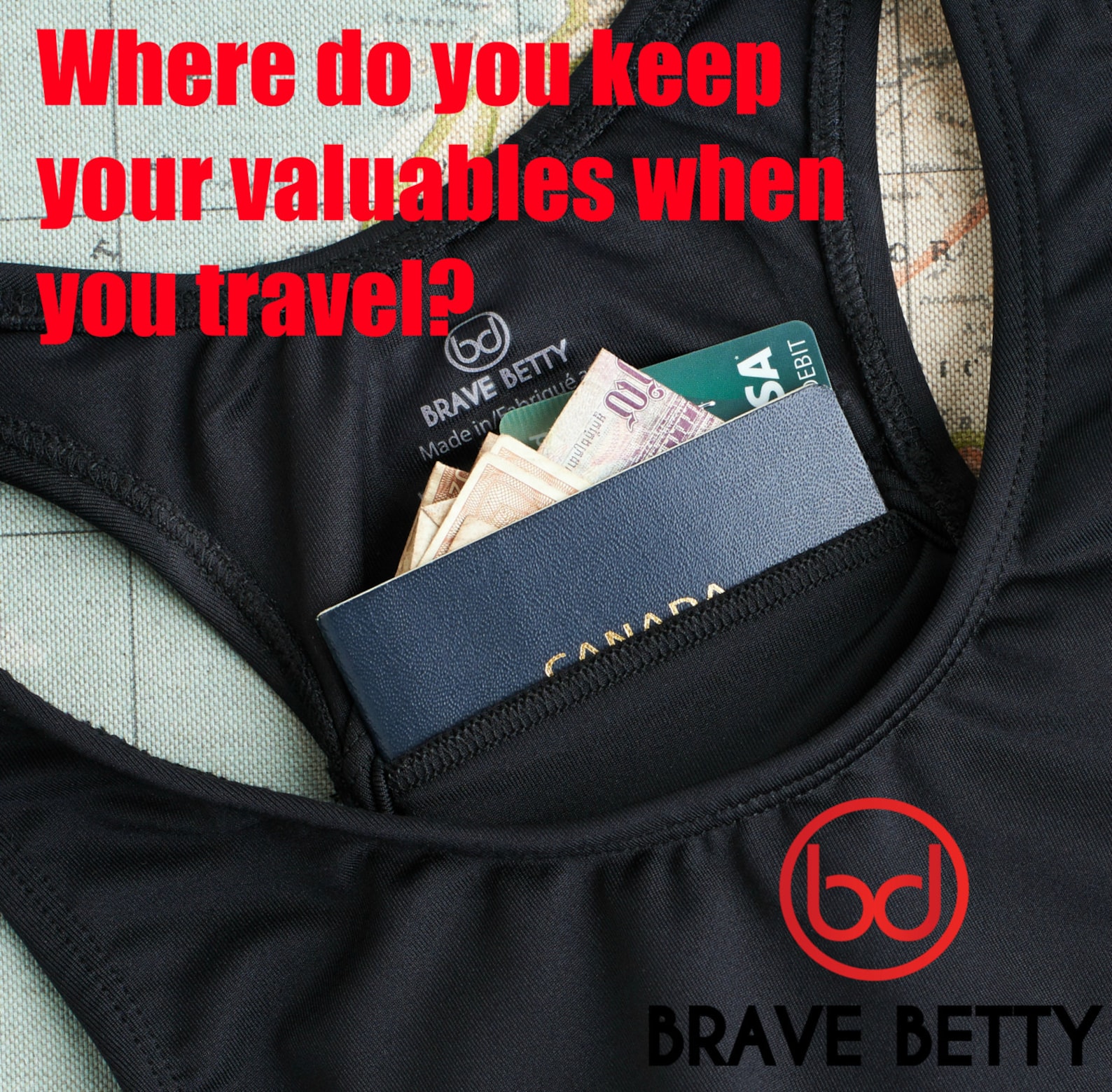 Brave Betty Travel Bra Provides the Security of a Money Belt With the ...