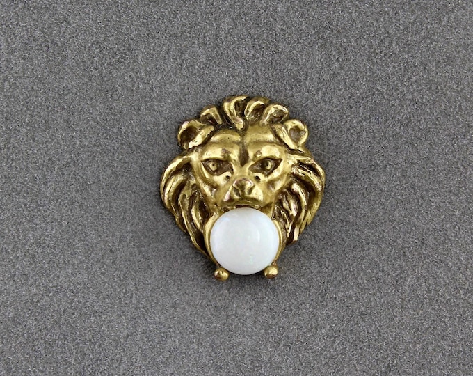 Vintage Swank Victorian Style Lion Head With A Genuine White Opal ...
