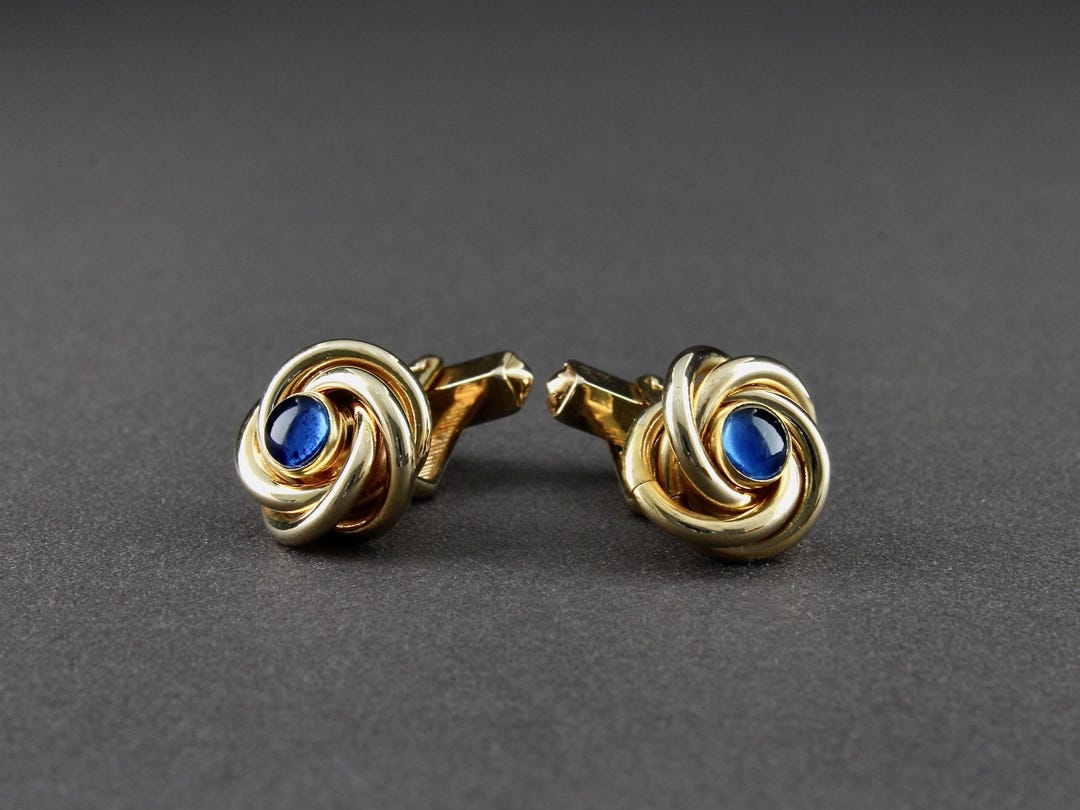 Vintage Swank Art Deco Blue Glass Twisted Love Knot Cufflinks - Etsy