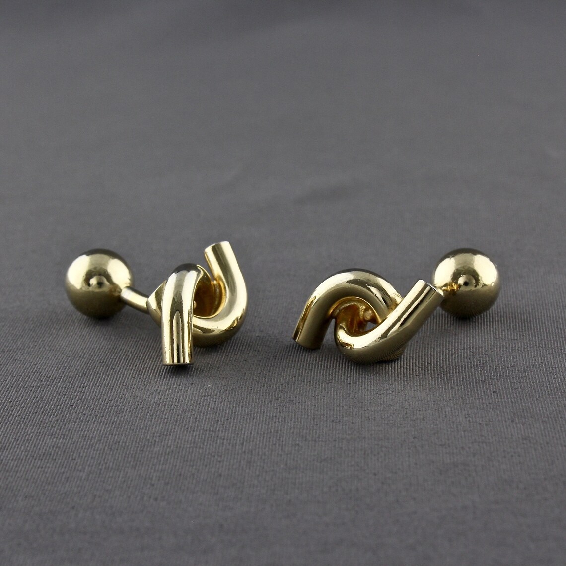 Vintage Swank Shiny Gold Tone Twisted Rods Knot Double Sided | Etsy