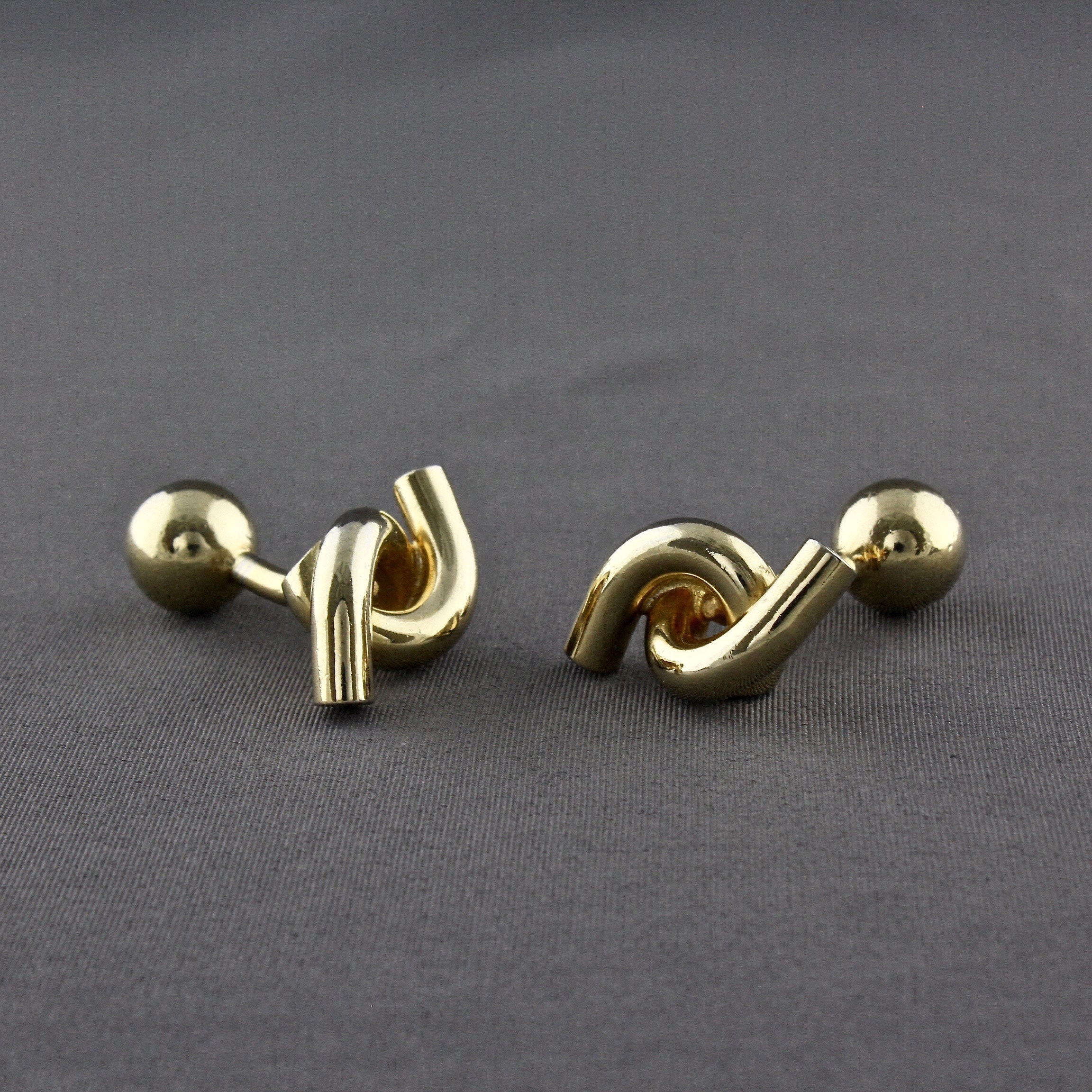 Vintage Swank Shiny Gold Tone Twisted Rods Knot Double Sided - Etsy