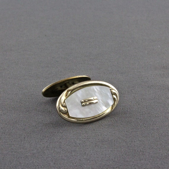 Vintage AM Double Art Deco Shiny Gold Tone White Moth… - Gem