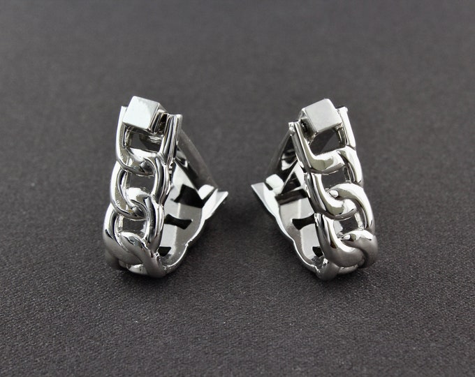 Vintage Art Deco Flat Curb Link Chain Design Wrap Around Stirrup Style ...