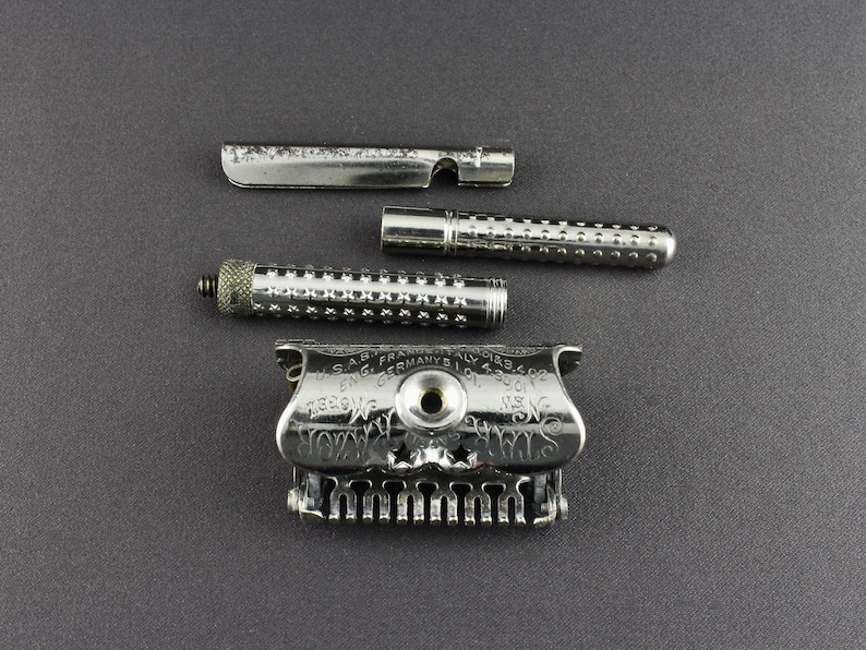 Vintage 1890s Kampfe Star SE 4 Wedge Blade Safety Razor Accessories ...