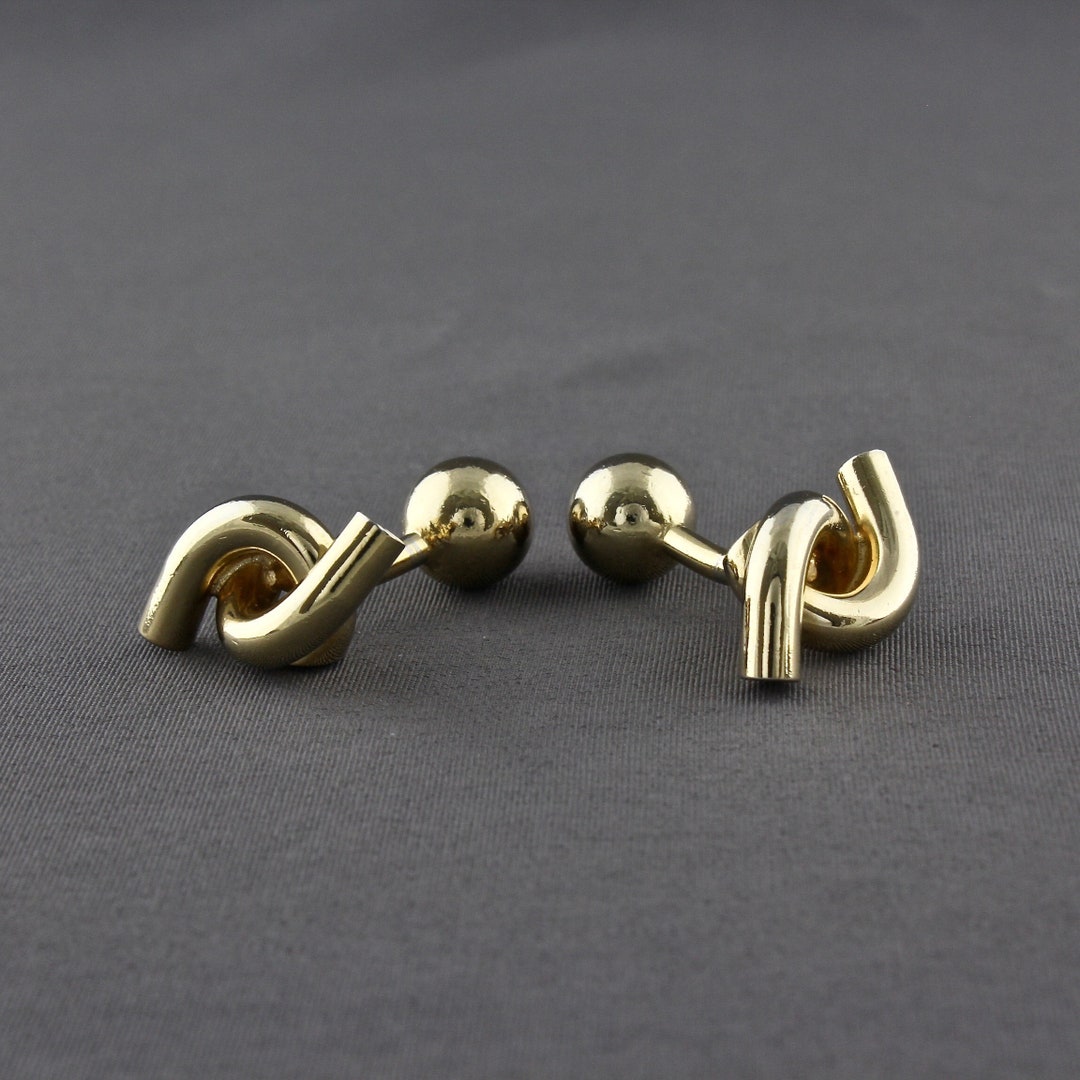 Vintage Swank Shiny Gold Tone Twisted Rods Knot Double Sided - Etsy