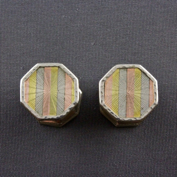 Vintage Art Deco Gld Silver Copper Tri Tone Octagon Engine | Etsy