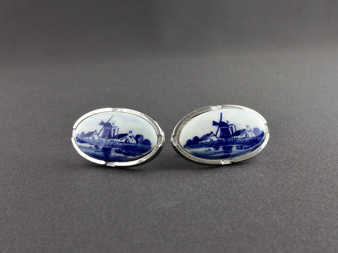 Vintage Swank Large Delft Blue and White Porcelain Dutch Netherlands ...