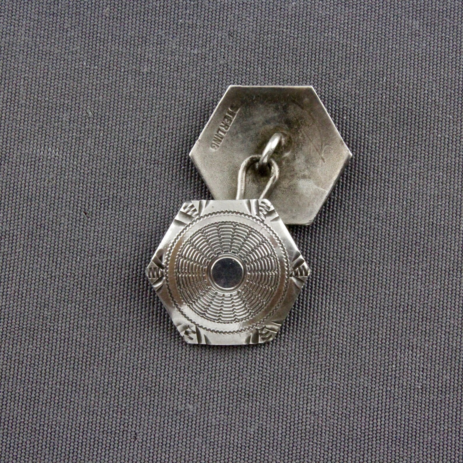 Vintage Art Deco Sterling Silver Octagon Engine Turned Double - Etsy