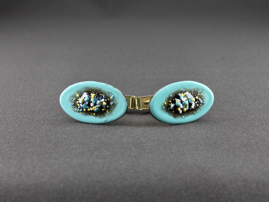 Vintage Harold Tishler Light Blue Enamel and Glass Modernist Oval ...