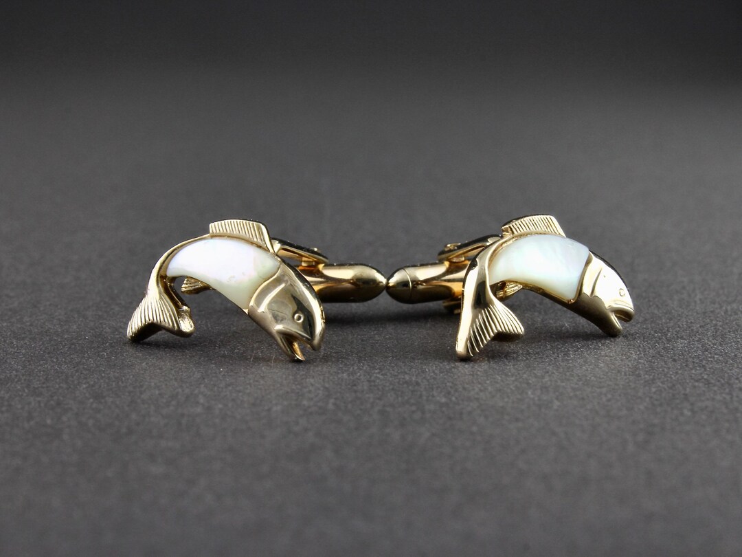 Vintage Swank White Mother of Pearl Trout Fish Cufflinks - Etsy