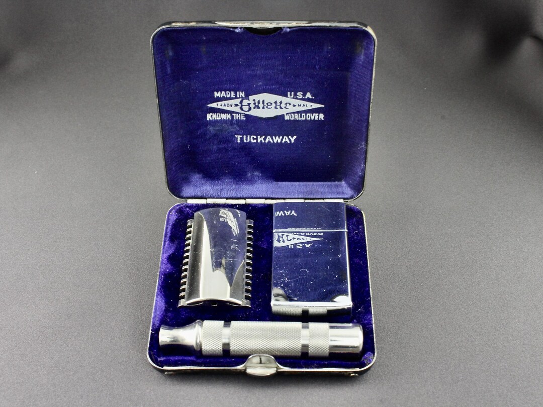 Vintage 1920s Gillette Tuckaway Silver Double Edge Safety Razor and ...