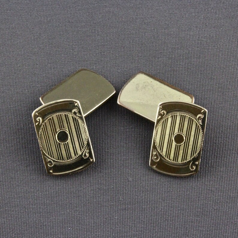 Vintage Art Deco Shiny Gold Tone Rectangular Engraved and - Etsy