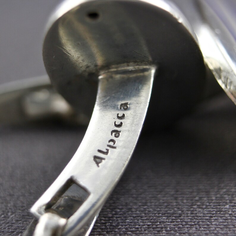 Vintage Art Deco Shiny Alpacca Silver and Dark Blue Enamel - Etsy