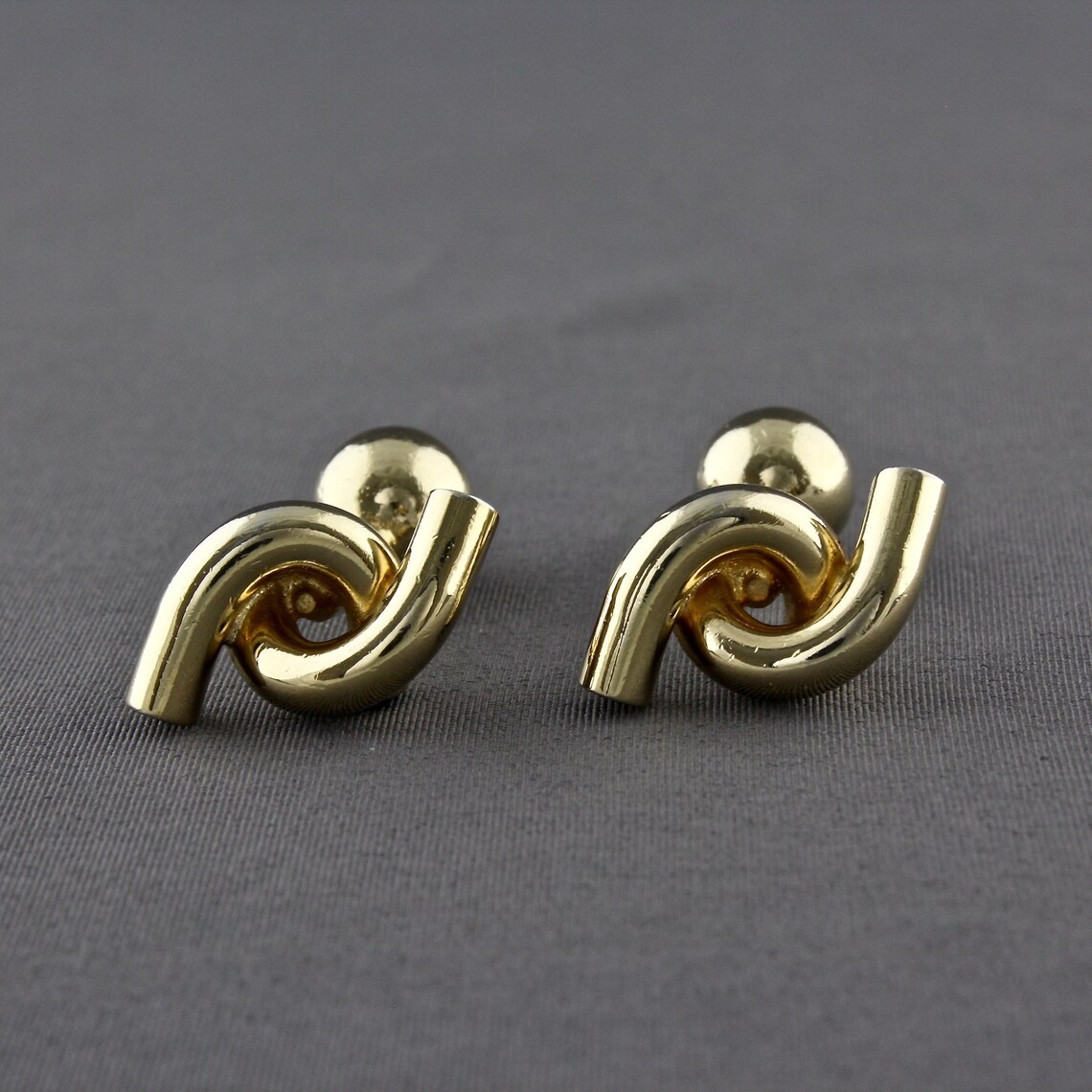 Vintage Swank Shiny Gold Tone Twisted Rods Knot Double Sided - Etsy