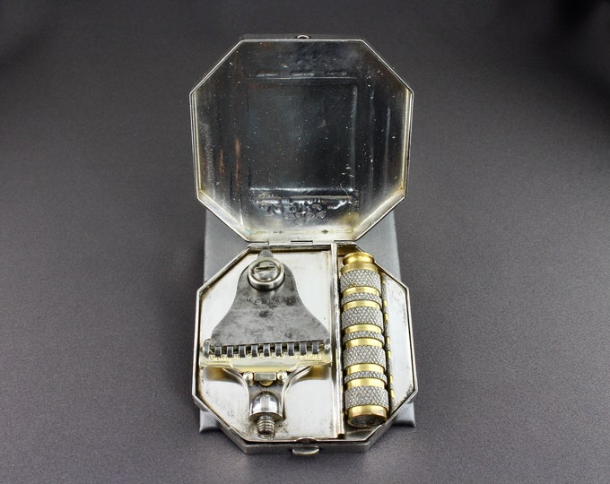 1930 Gillette the NEW REGENT Long Comb Vintage Safety Razor Set in Case ...