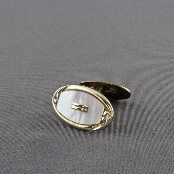 Vintage AM Double Art Deco Shiny Gold Tone White Moth… - Gem