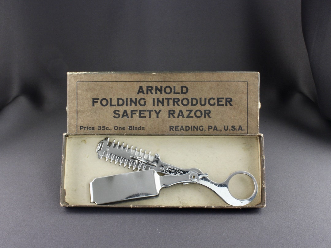 Vintage 1900s Arnold Folding Introducer Silver Double Edge Safety Razor ...