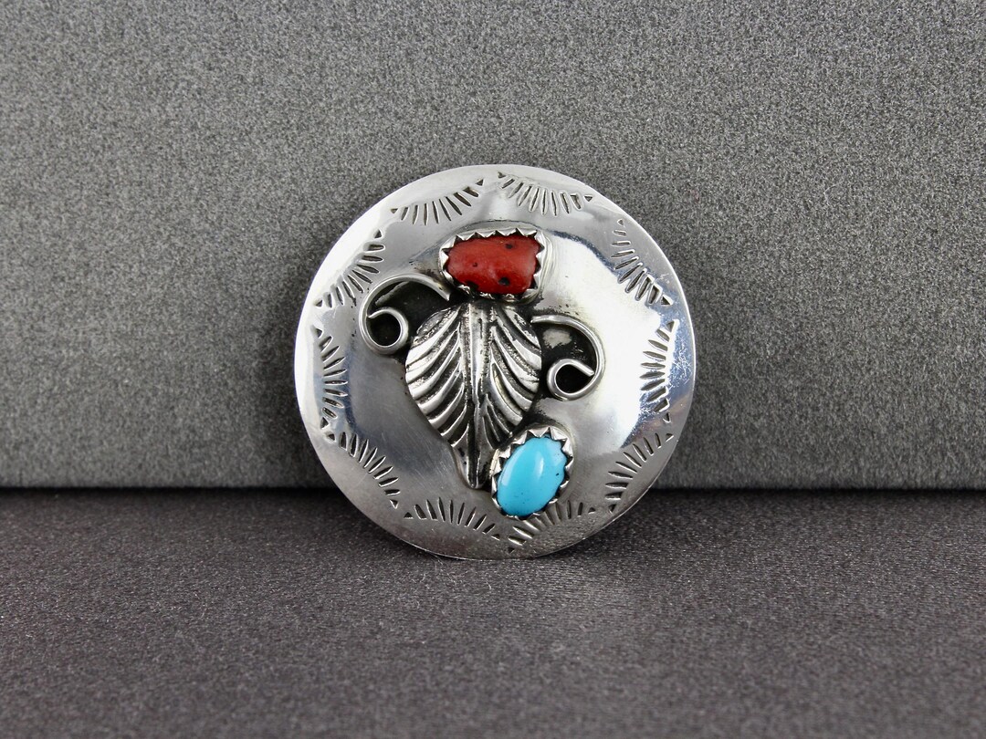 Vintage Sterling Silver Blue Turquoise and Red Coral Native American ...