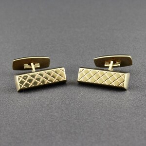 Vintage Art Deco Shiny Gold Tone Cross Hatch Design Rectangular ...