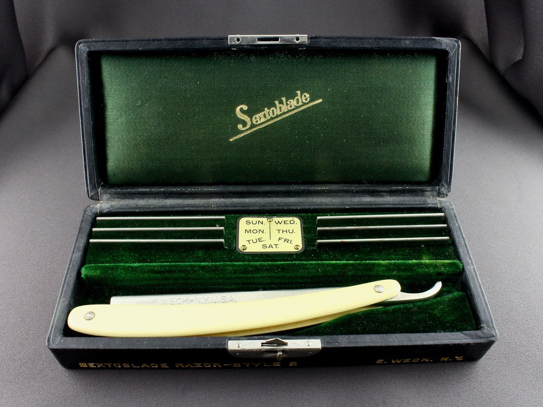 Vintage 1910s Weck Sextoblade Yellow Celluloid Folding Razor 7 Days of ...