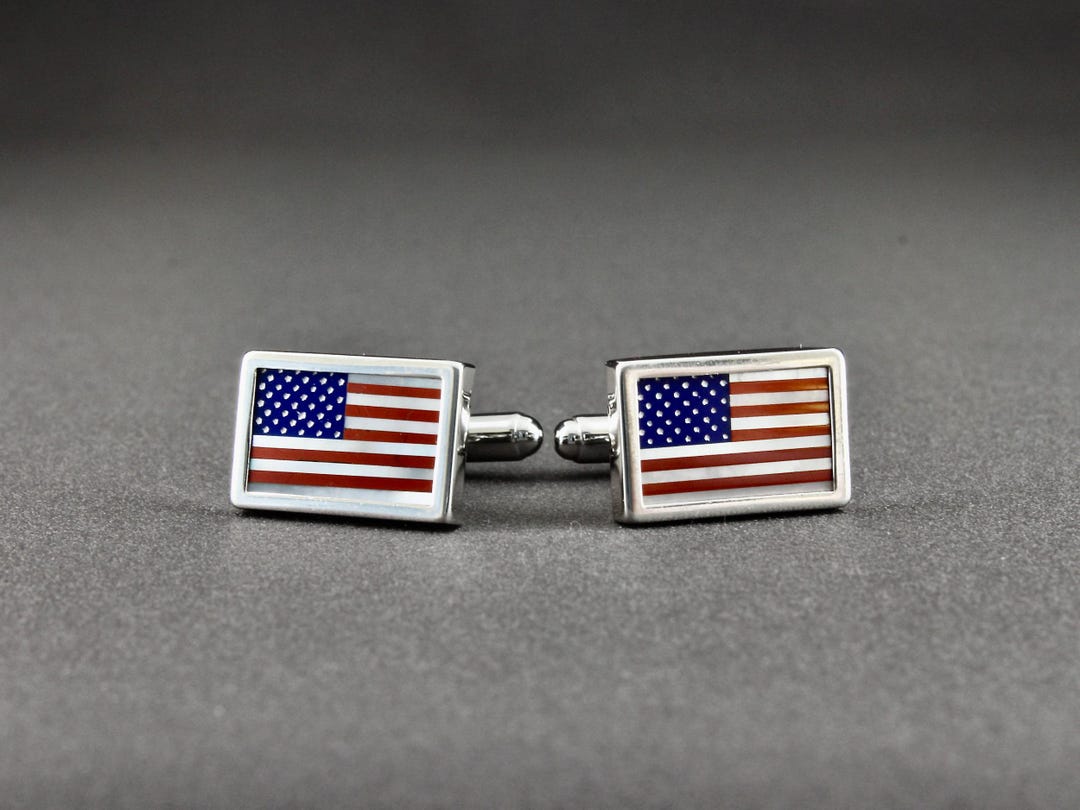 Vintage BA Ballou American Flag Sterling Silver White Mother of Pearl ...