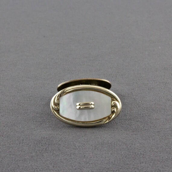 Vintage AM Double Art Deco Shiny Gold Tone White Moth… - Gem