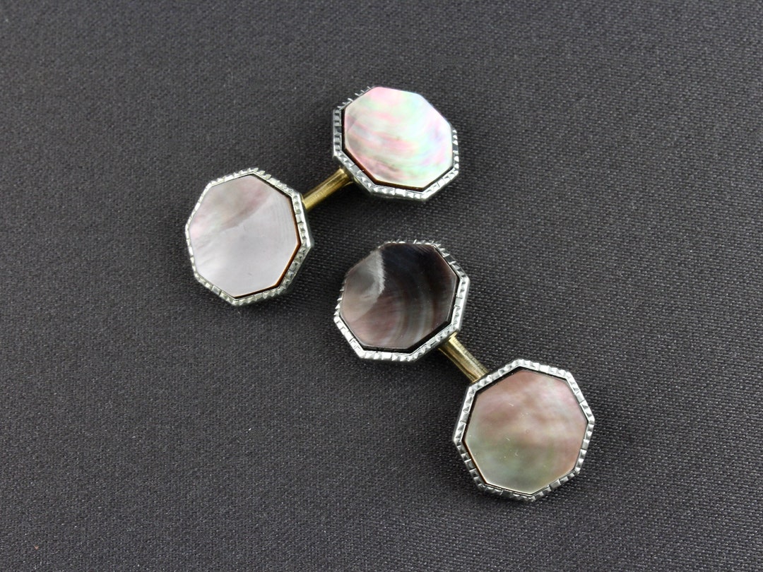 Vintage D&B Correct Krementz Art Deco Dark Mother of Pearl Octagon ...