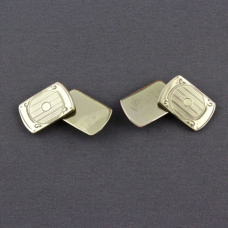 Vintage Art Deco Shiny Gold Tone Rectangular Engraved and | Etsy