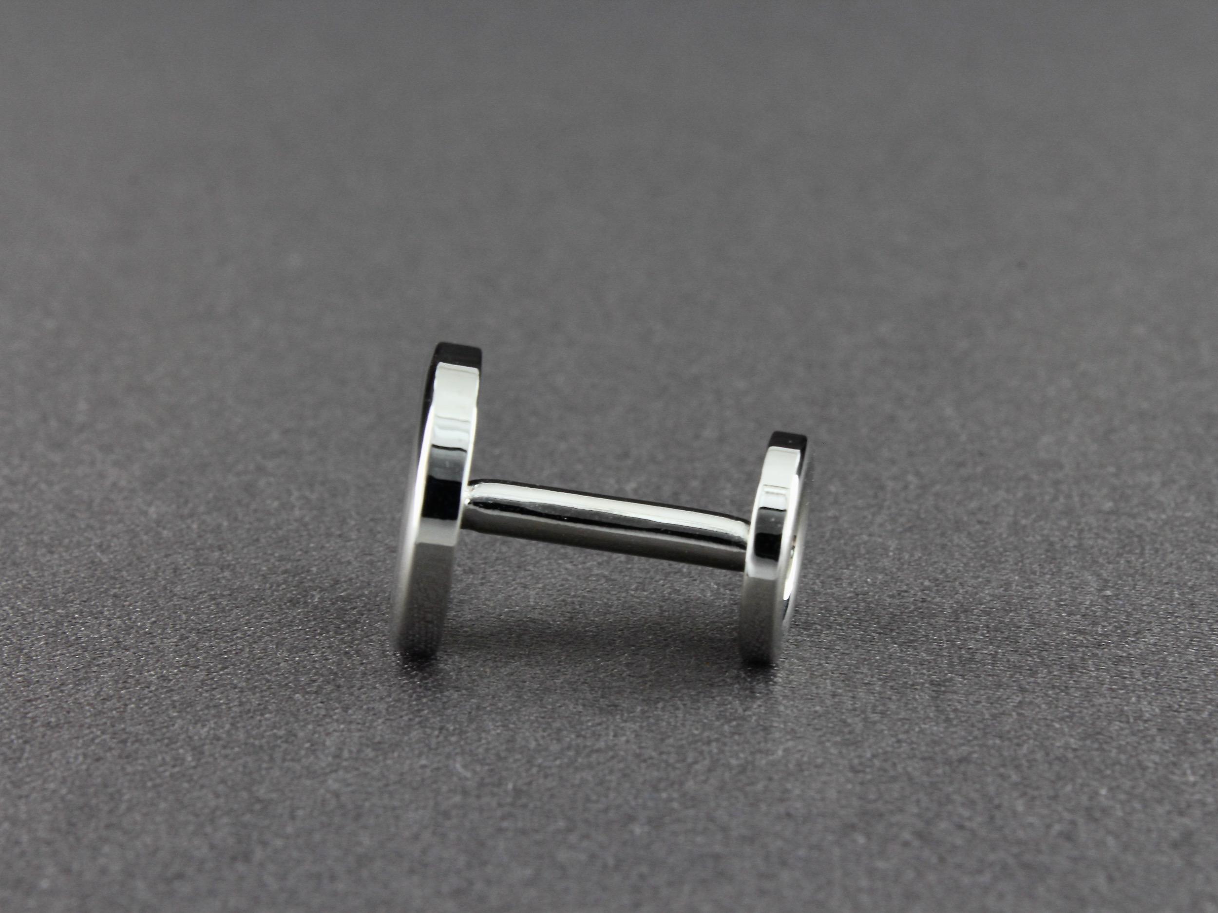 Vintage Shiny Silver Button Design Double Round Sided Barbell Style ...