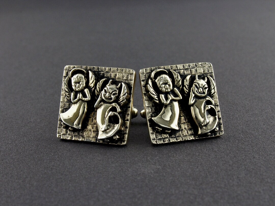 Vintage Large Good Angel and Bad Devil Three Dimensional Square ...