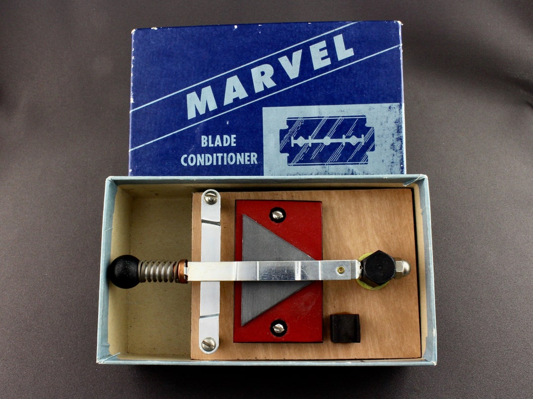 Vintage 1960s Marvel Brand Razor Blade Conditioner Honing Stone Strop ...