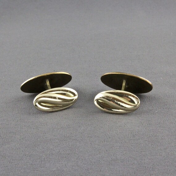 Vintage AM Double Art Deco Shiny Gold Tone White Moth… - Gem