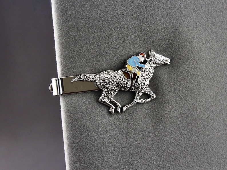 Vintage Uncas Art Deco Sterling Silver Marcasite Enamel Jockey Riding ...