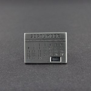 Vintage Hickok Month of September Calendar Shiny Silver Tone ...